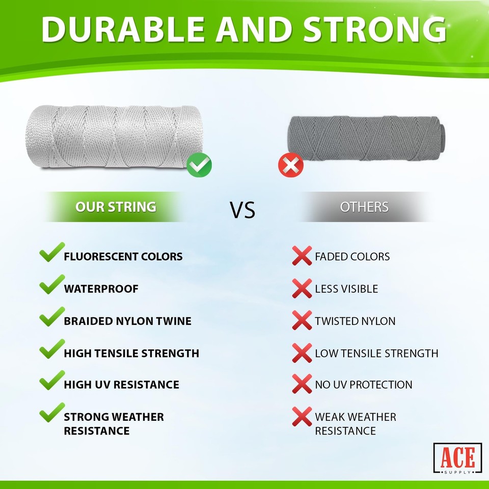 Bright White Twine String - #18 Strong Nylon String - 250 Ft Length ...