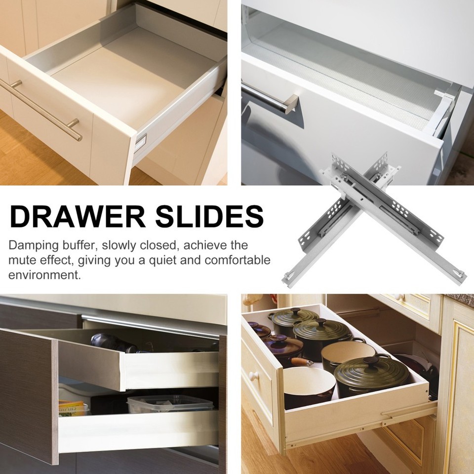 2 Pcs Drawer Slides Anti-tilt Runners Cabinet Drawerslides Furniture ...