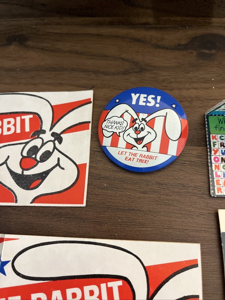 VTG TRIX CEREAL LET THE RABBIT EAT TRIX - STICKERS - LAPEL PIN -TRIX ...