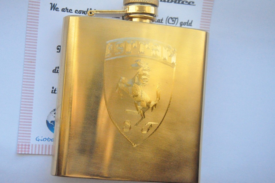 Hip Flask Stainless Steel Drink 6oz Flasks Alcohol 24k Gold Plated ...