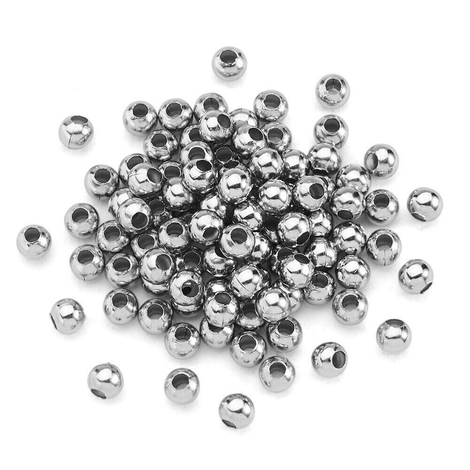 Set of 200 3/4/5/6/8mm Stainless Steel Beads Solid Beads for Jewelry ...