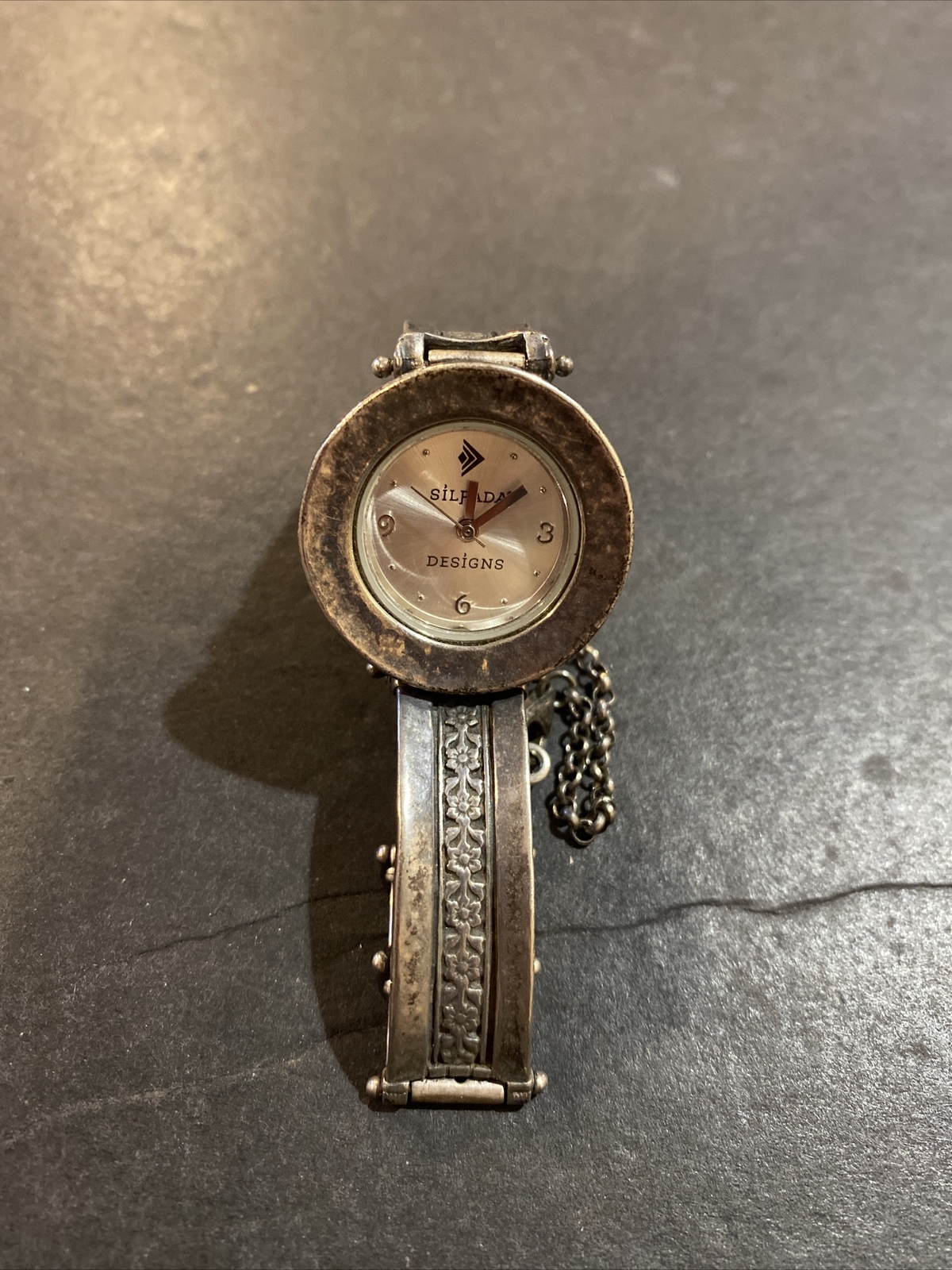 SILPADA Sterling Silver .925 Hammered Round Bangle Bracelet Watch T1749 ...