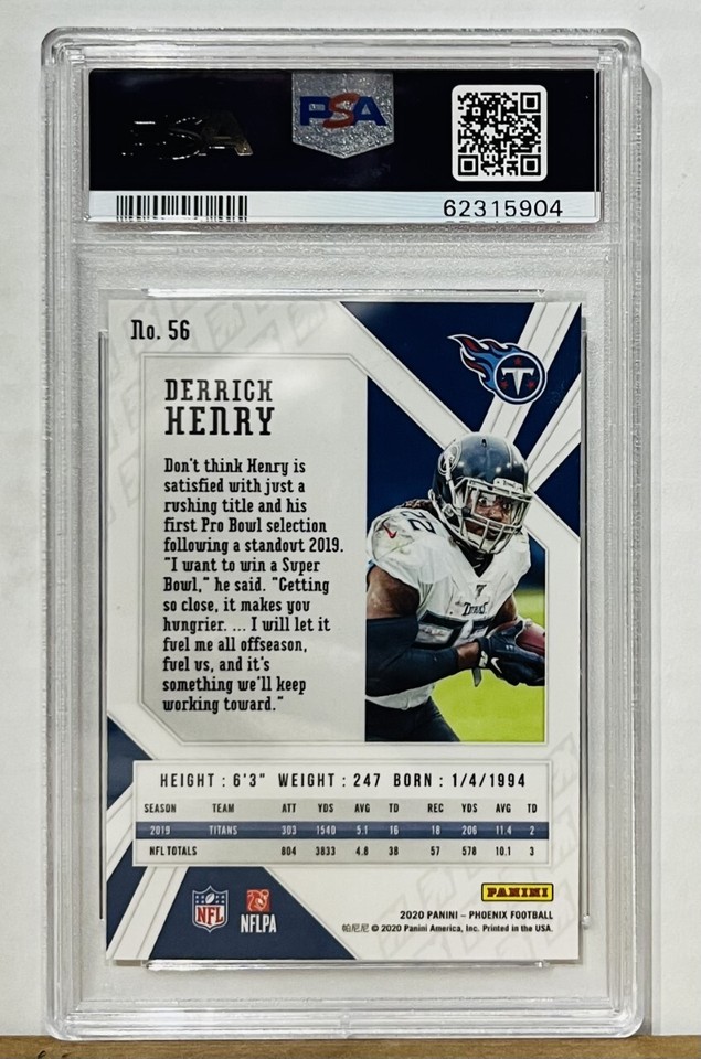 2020 Panini Phoenix 56 Derrick Henry Fire Burst PSA Gem Mint 10 ...