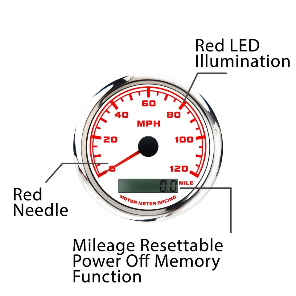 W PRO 6 Gauge Set 85mm GPS Speedometer 120 MPH Waterproof Car Marine ...