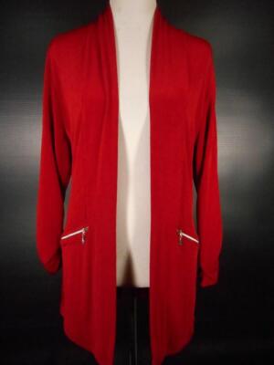 Beautiful Women's Size 2 Chico's Red Long Sleeve Buttonless Wrap Jacket ...