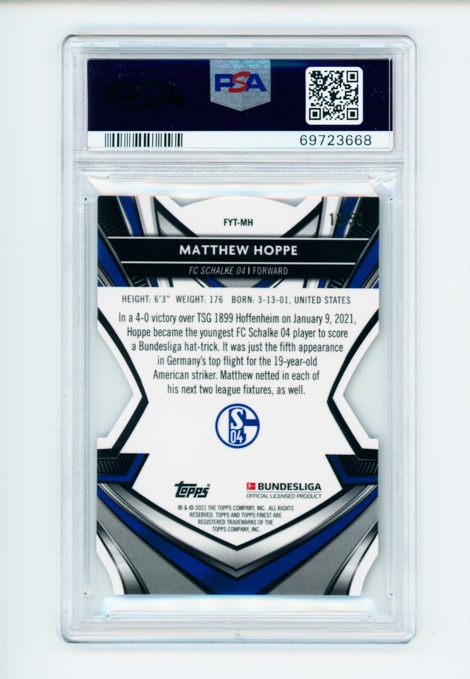 2020-21 Matthew Hoppe Topps Finest Gold Refractor Rookie Card 13/50 PSA ...