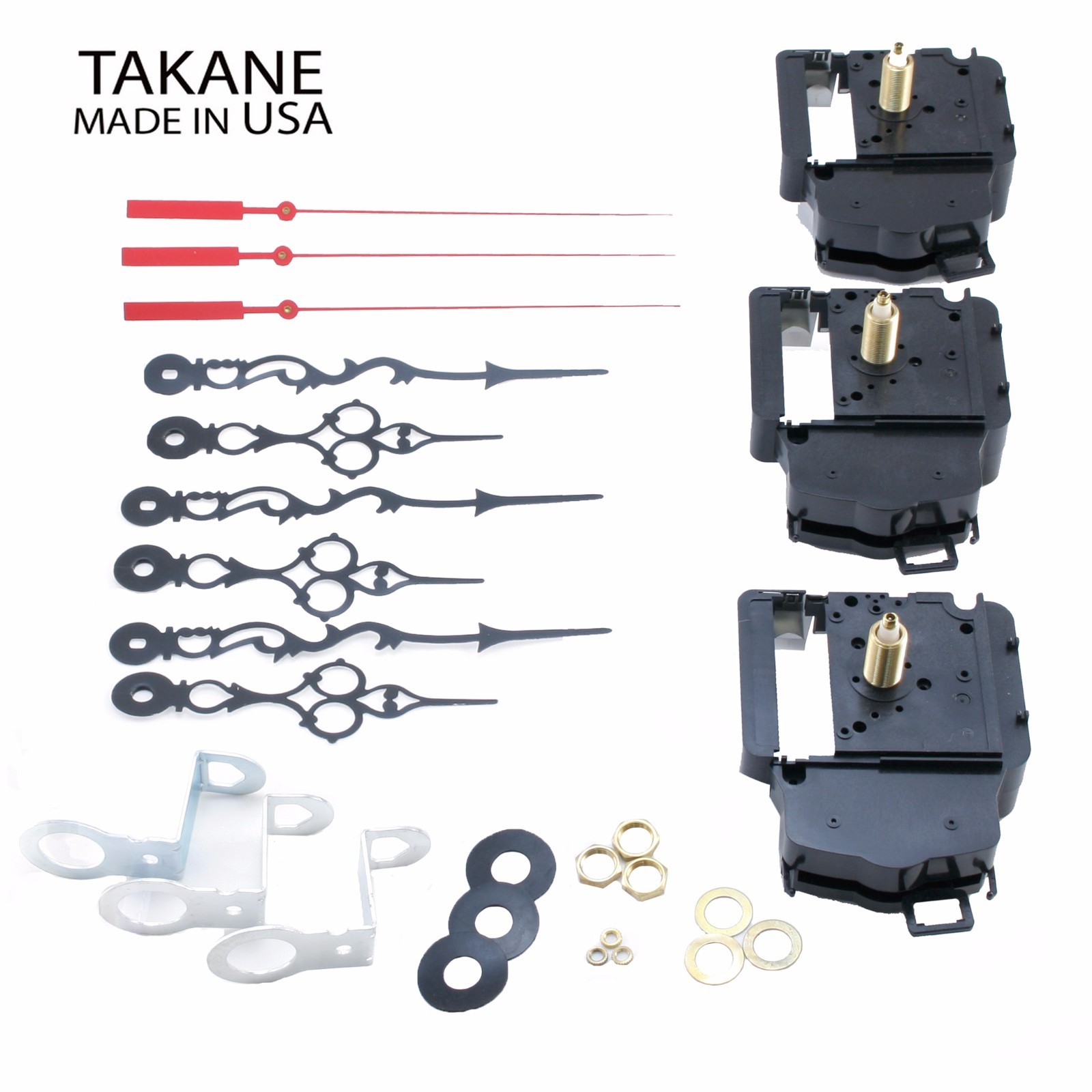 Takane Pendulum Clock Movements with Hands, 1" Shaft Length (Set of 3 ...