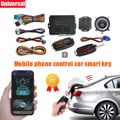 Car Keyless Entry Engine Start Alarm System Kit Push Button Remote ...