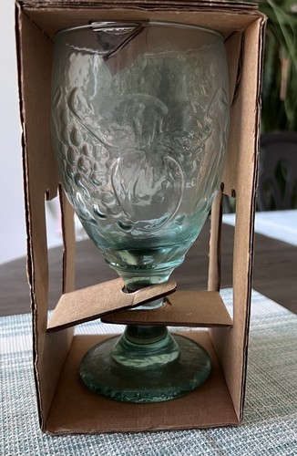Vintage Libbey Spanish Green Glass Orchard #197 Goblet NEW Deadstock ...