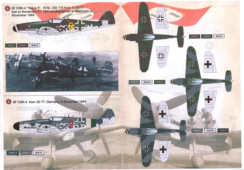 Print Scale Decals 1/48 MESSERSCHMITT Bf-109K "KURFURST" Fighter Part 1 ...