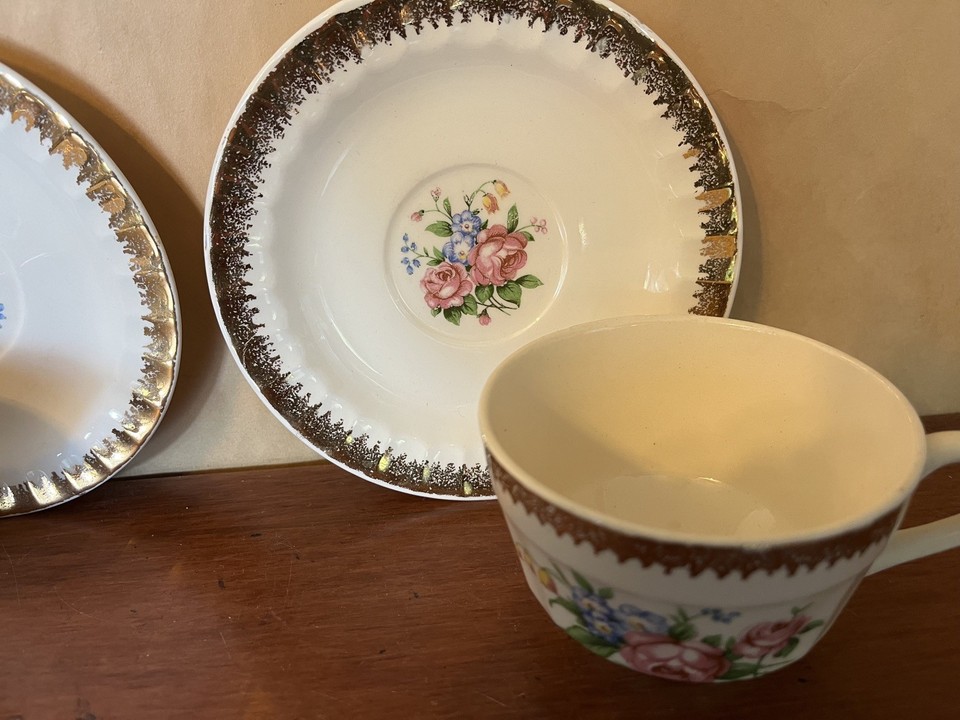 Vintage Cronin China Roses Floral w Gold Trim Teacups Coffee Cups with ...