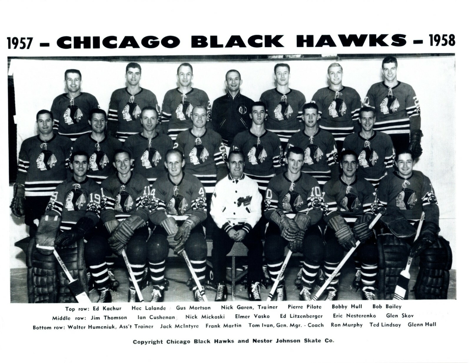1957 1958 CHICAGO BLACK HAWKS 8X10 TEAM PHOTO HOCKEY NHL HOF ILLINOIS ...