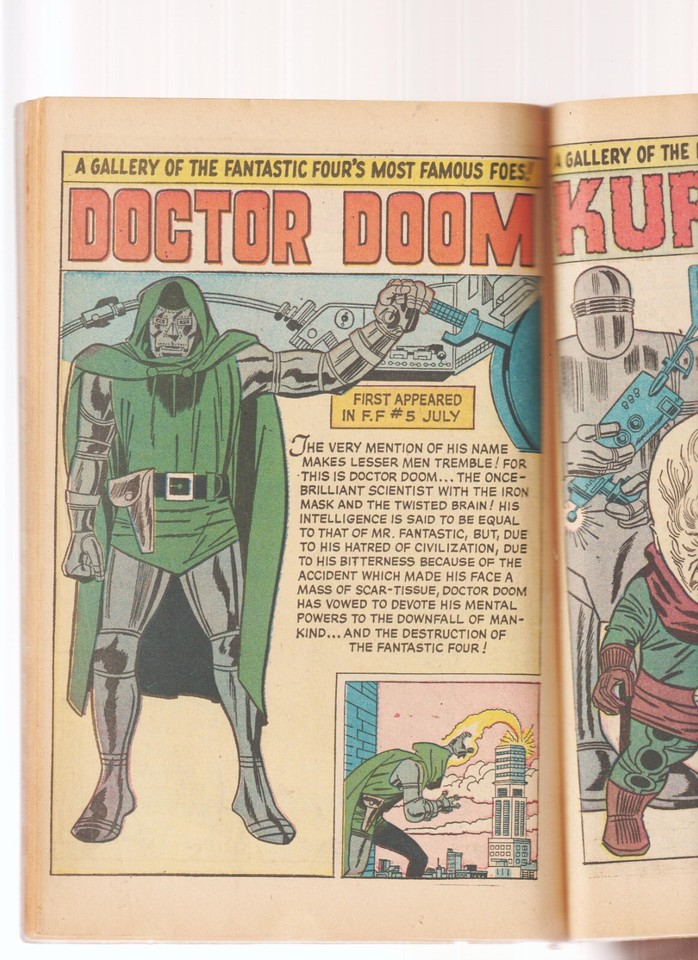 FANTASTIC FOUR ANNUAL 1 MARVEL COMIC SUB-MARINER 1ST LADY DORMA ORIGIN ...