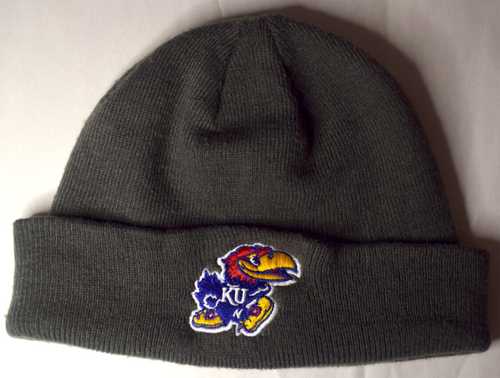 University of Kansas KU Jayhawks Logo Beanie Hat Skull Cap Gray Adult ...