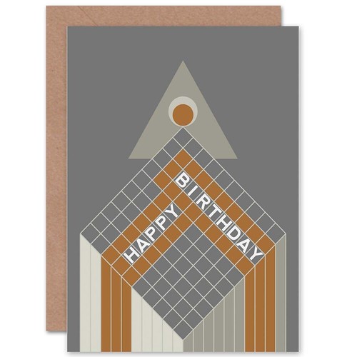 Birthday Cubist Graph Happy Geometry Blank Greeting Card With Envelope ...