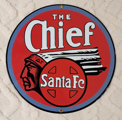 Santa Fe Railroad, The Chief, heavy Porcelain Enamel Sign, almost 10 ...