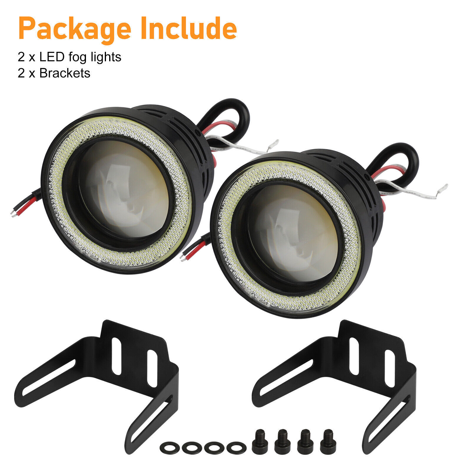 2PCS 3.5 Inch Car Fog Light LED Projector Angel Eye Ring DRL Driving ...