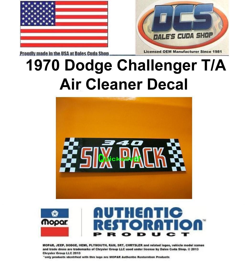 1970 T/A Challenger 340 Six Pack Air Cleaner Decal NEW MoPar USA | eBay