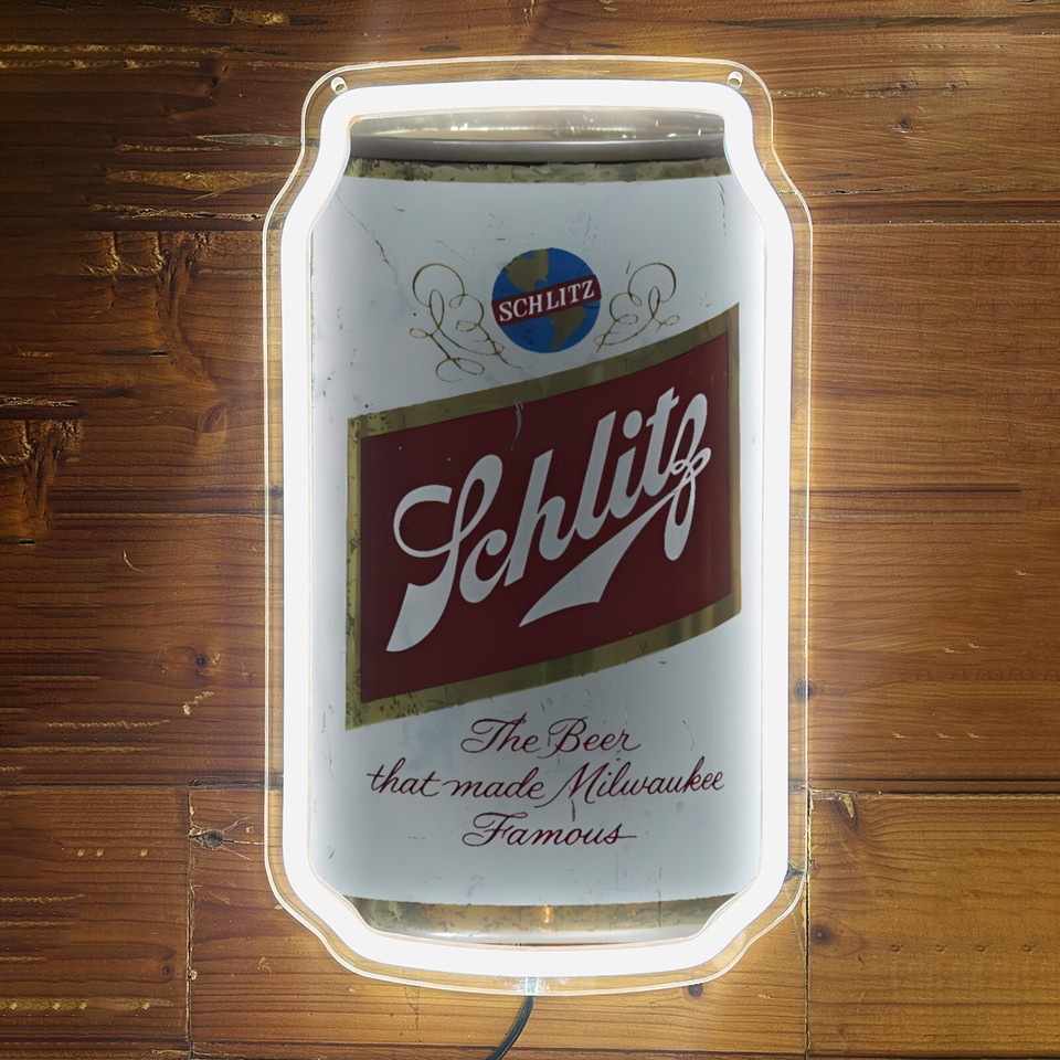 Schlitz Beer Can LED Neon Sign Christmas Gift 12"x7" For Bar Store Club ...