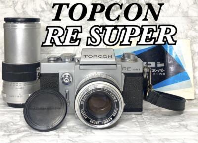 Topcon RE Super 35mm Film Camera Auto Topcor 5.8cm f1.8 + 20cm f5.6 ...