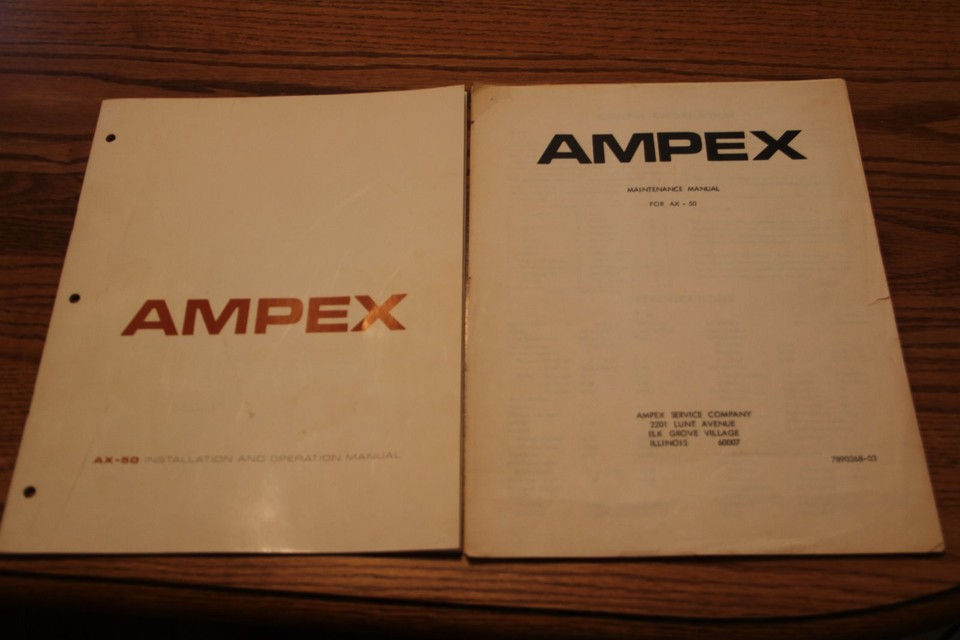 AMPEX AX-50 Operation Manual and Maintenance Manual | eBay