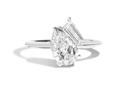 Bague de fiançailles 1,80 ct IGI GIA Lab poire diamant or blanc 14 ...