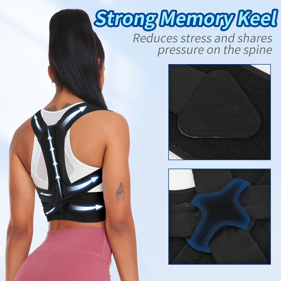 Adjustable Posture Corrector Back Support Shoulder Brace Straight Belt ...