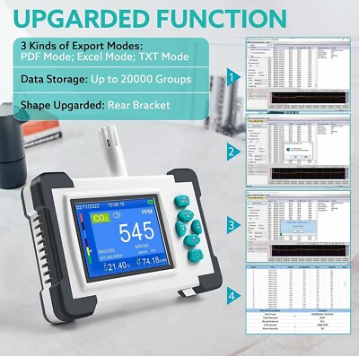 CO2 Detector, Riiai Indoor CO2 Monitor 3.2'' Screen Air Quality PPM ...