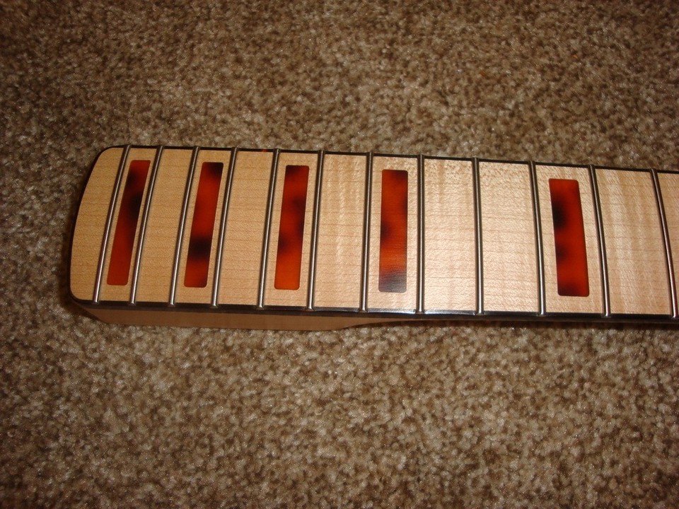 Cust Quartersawn Flame Maple Strat Neck Musikraft Tortoise Binding ...