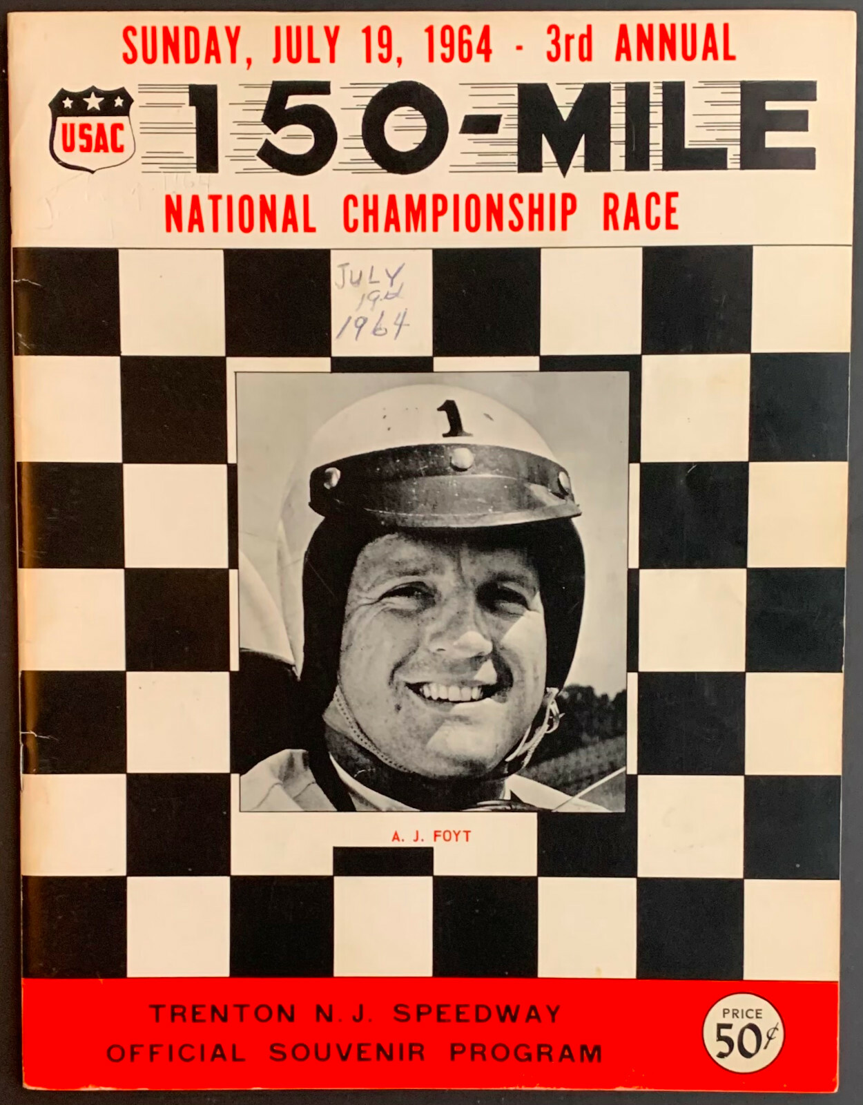 1964 Indy Racing Program Signed Lloyd Rugby 150 Mile USAC Trenton ...