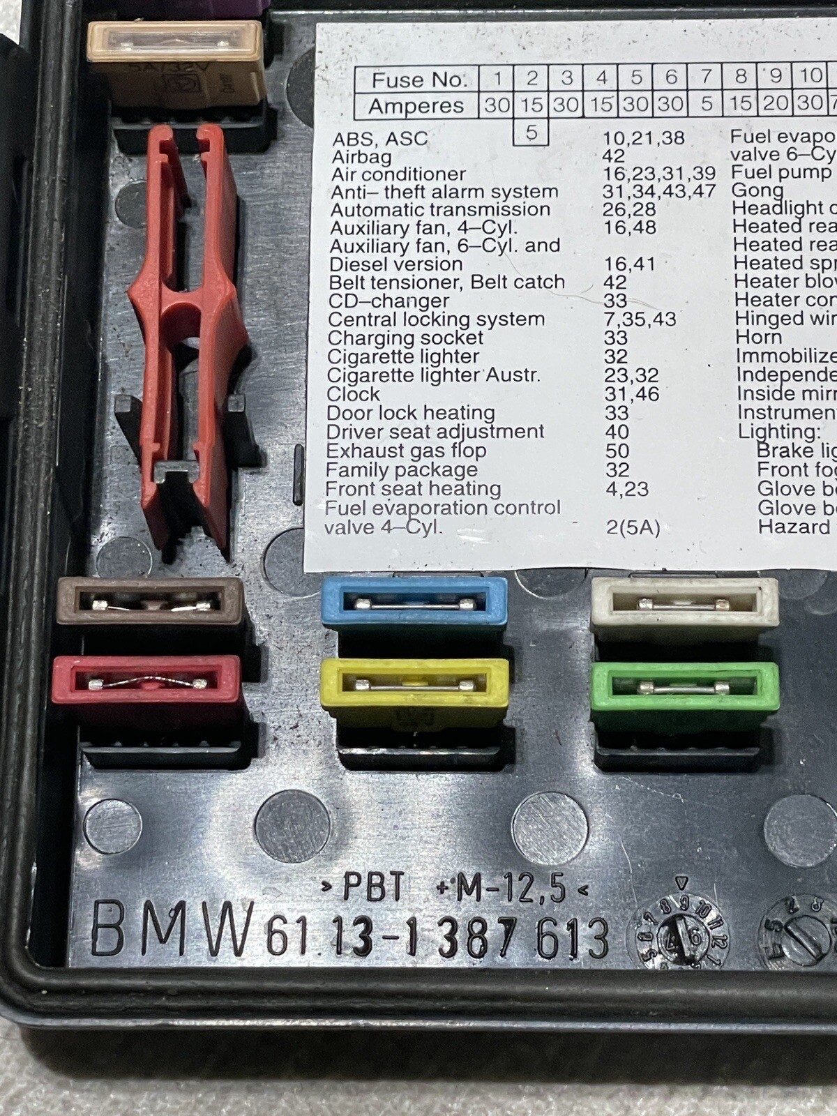 BMW E36 323 325 328 M3 Z3 UNDER HOOD ENGINE COMPARTMENT FUSE BOX COVER ...