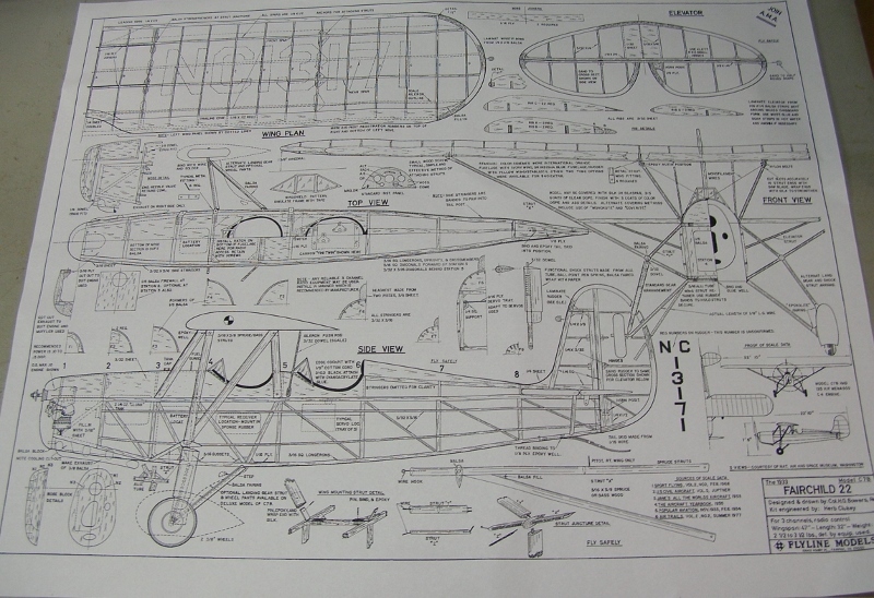 Flyline Model Airplane Plans (RC): Fairchild 22 Scale 47"ws for .09-.15 ...
