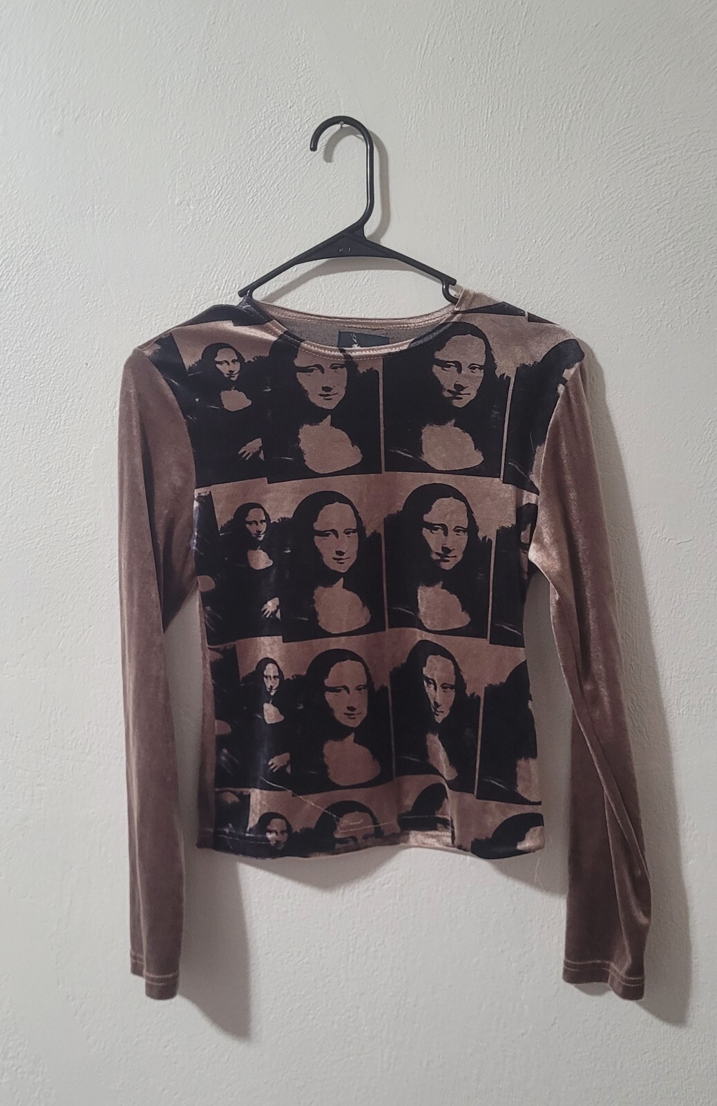 Mona lisa velvet bodycon art crop top - Gem