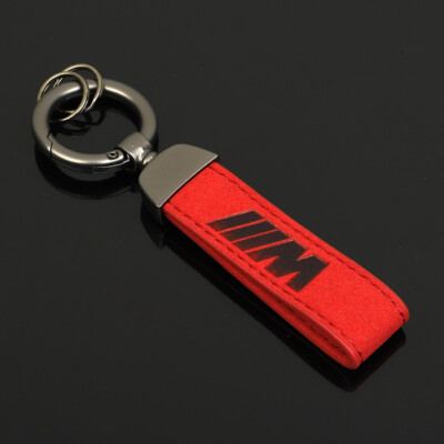 Red Suede Leather Keychain Metal Key Chain Key Ring Car Accessories for ...