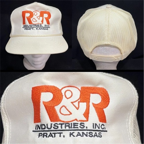 Vtg R&R Industries Trucker Snapback Hat Pratt Kansas Company Logo Mesh ...