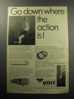 1969 AMF Voit Ad - Snorkel, Duck Feet Fins and Equalizer Mask | eBay