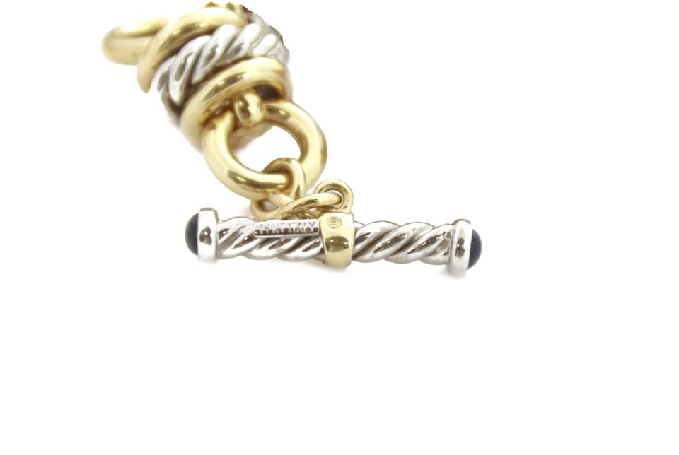 14k Yellow & White Gold Cable Ring Link Toggle Bracelet Italy 36gr ...