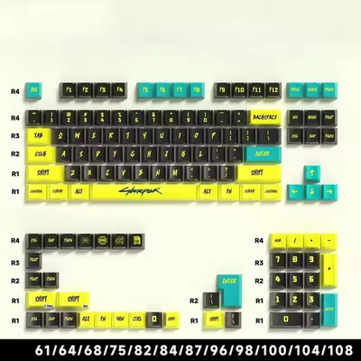 Cyberpunk 129 Key PBT Keycap Set Cherry Profile Translucent Gaming ...