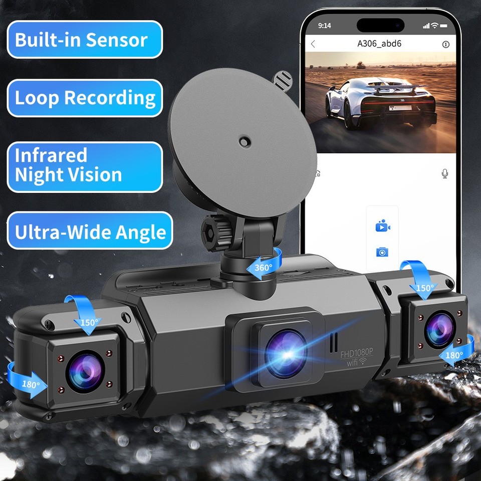 360 Degree View 4 Channel Dash Cam Front and Rear Inside Left Right ...