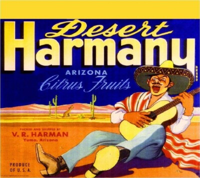Desert Harmany Brand Grapefruit Yuma Arizona Citrus Fruit Crate Label ...