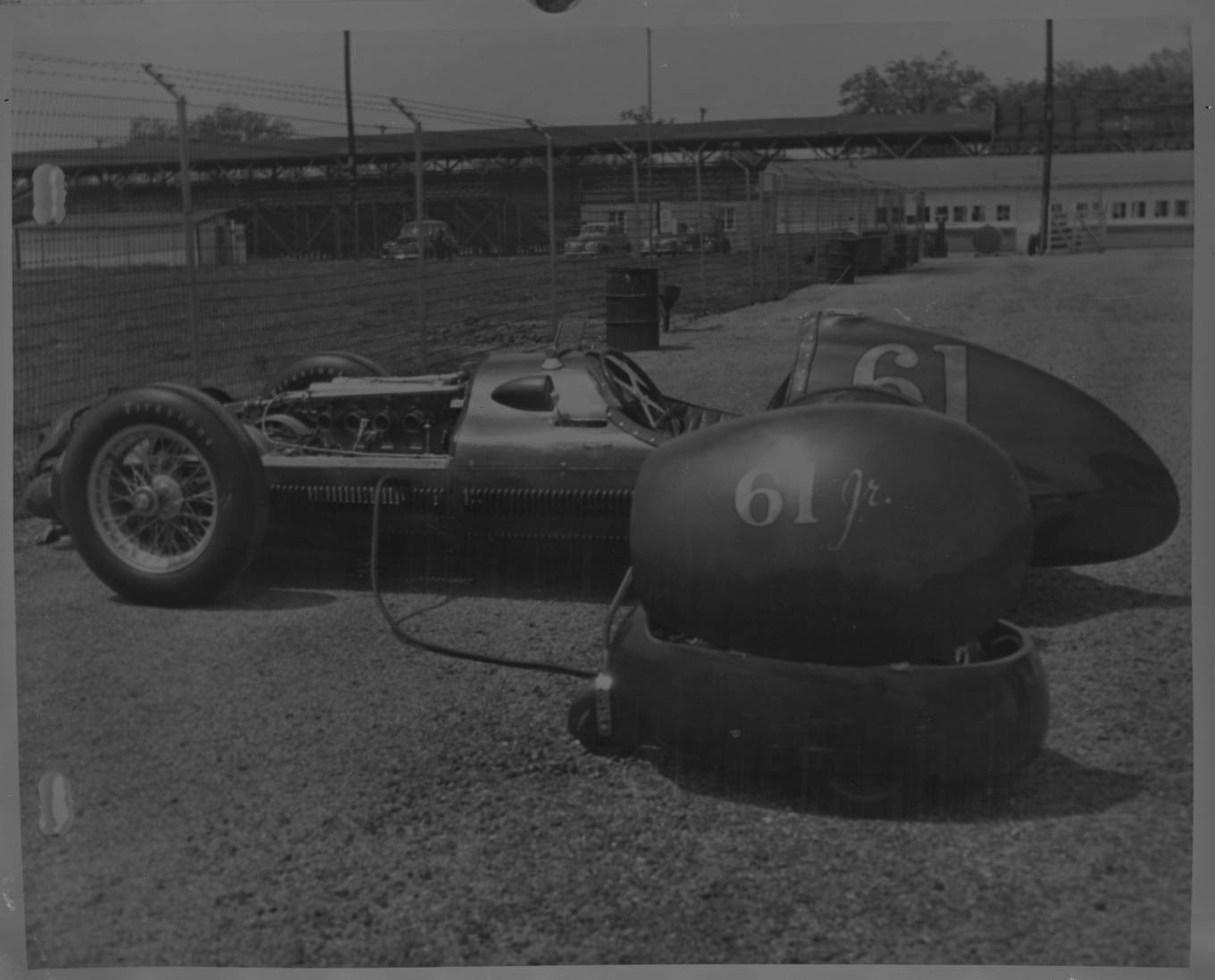 Jimmy Johnson's #66 Howard Keck Special sits with its hood off 1949 ...