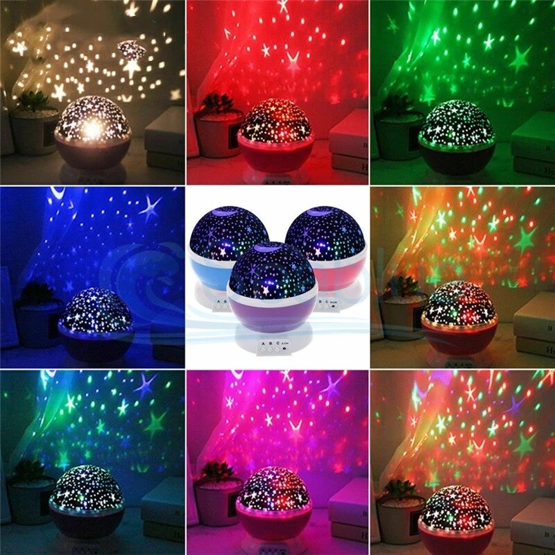 Starry Night Light Projector Star Sky Moon Lamp Kids Bedroom lights ...