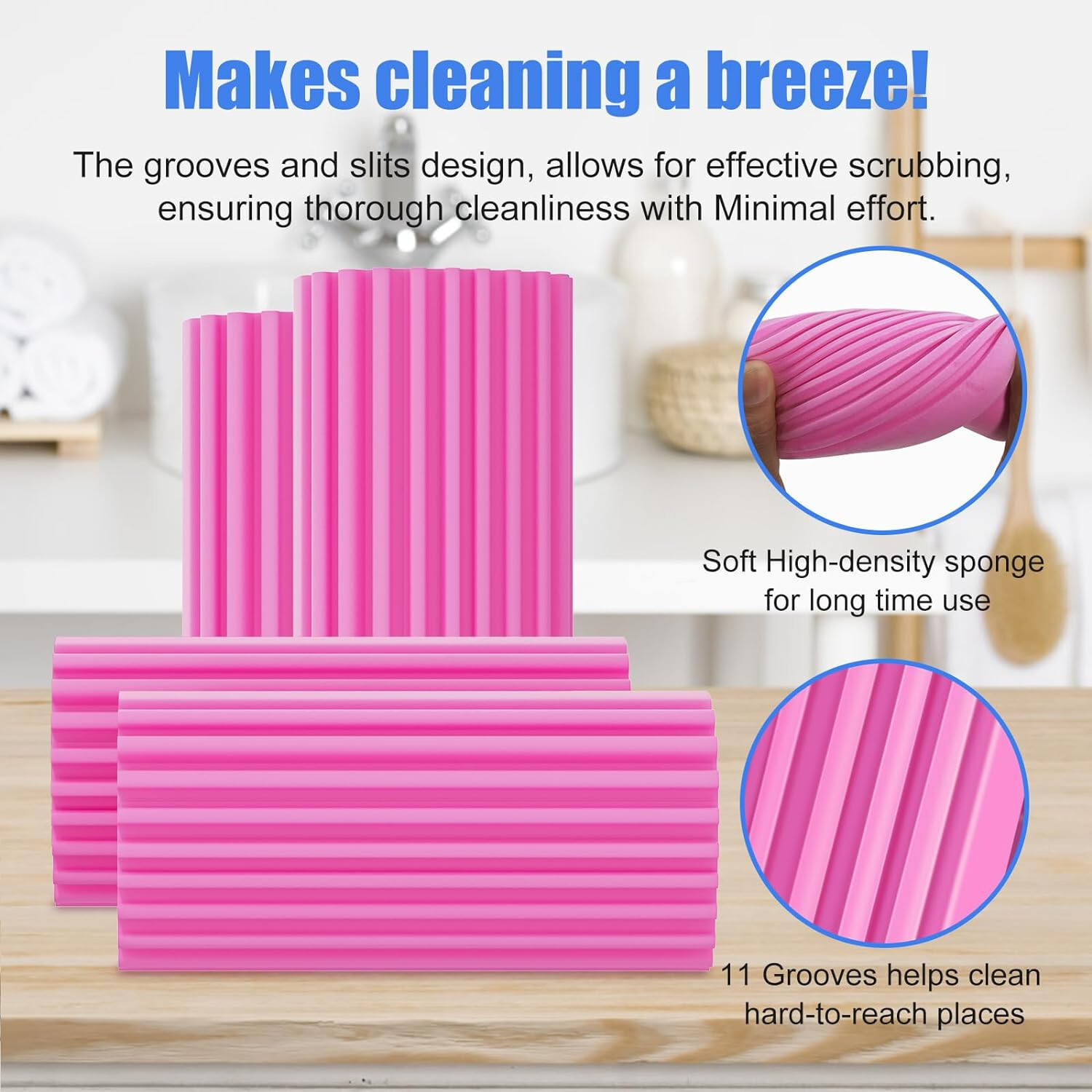 Damp Clean Duster Sponge, 3 Pack Dusting Sponge Reusable Household ...