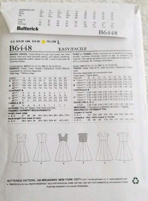 Butterick B6448 Misses Fit & Flared Empire Waist Dress Sewing Pattern ...