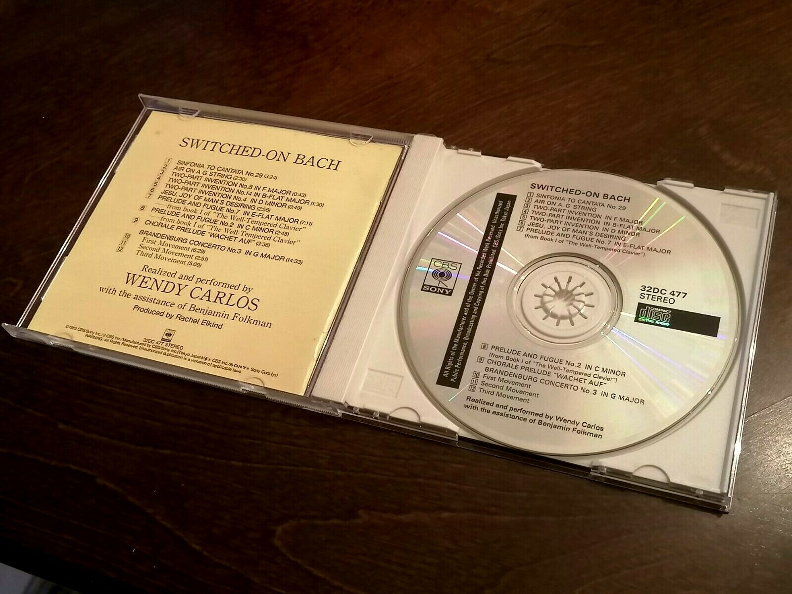 Switched-On Bach by Wendy Carlos (CD, 1985 CBS/Sony ‎– 32DC 477) VG+ ...
