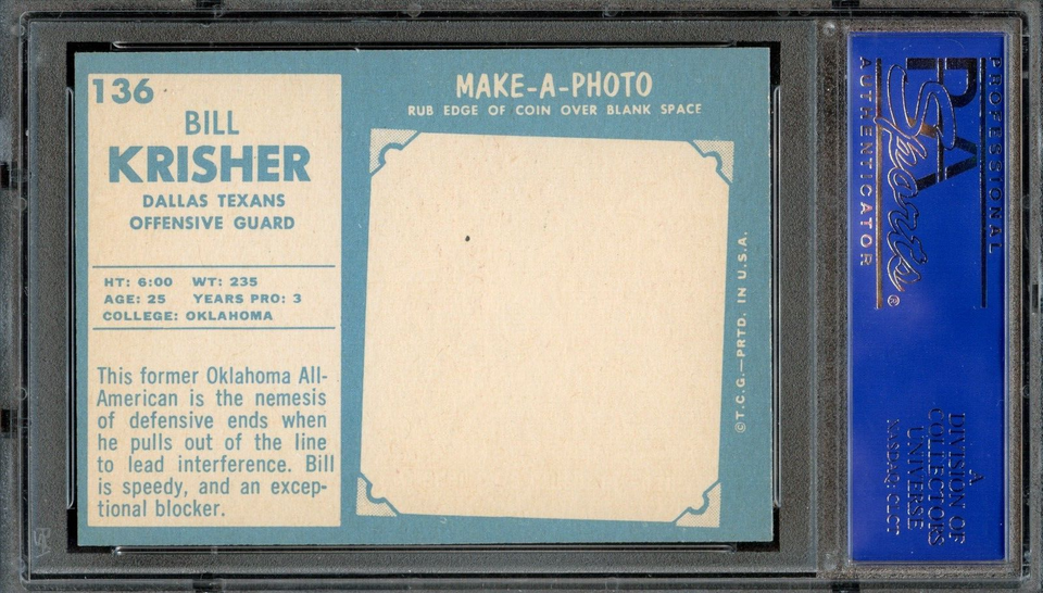 FB - 1961 Topps - #136 - Bill Krisher - PSA 8 - NM-MT | eBay