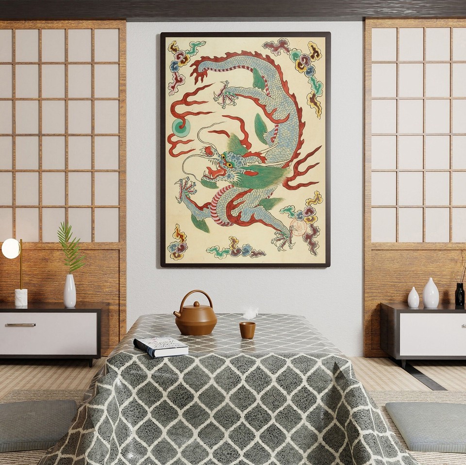 Korean Art Royal Painting of 4 Guardian Spirit Symbols of Joseon | eBay