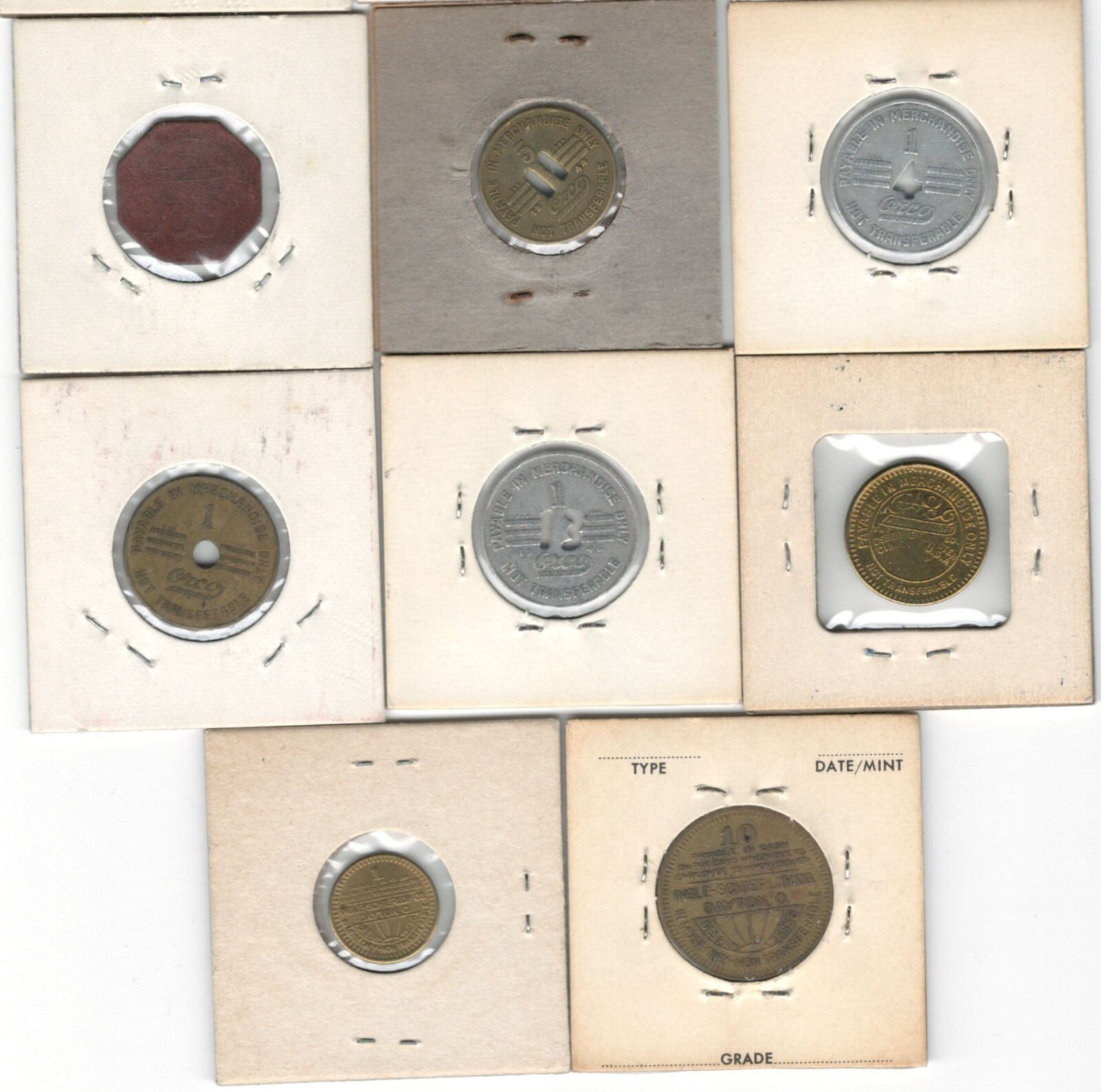 Mixed Lot Of 14 Different Orco & Ingle Coal Scrip Tokens--WEST VIRGINIA ...
