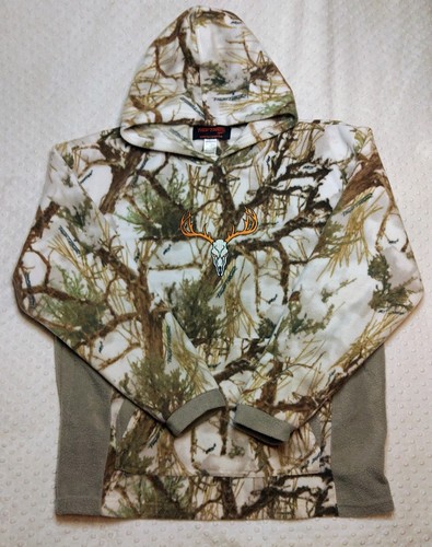 True Timber Snow Camo Polar Fleece Pullover Hoodie 2XL Embroidered Deer ...