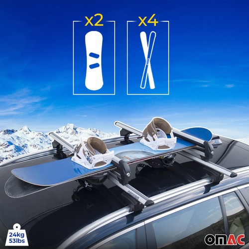 2 Pcs 19.2" Ski Rack Snowboard Carriers Top Holder Roof Rack Lockable ...